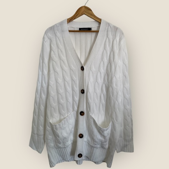 Merokeety | Sweaters | Merokeety White Knit Button Up Cardigan Xl ...